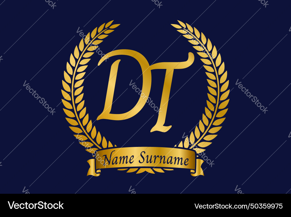 Initial letter d and t dt monogram logo design Vector Image