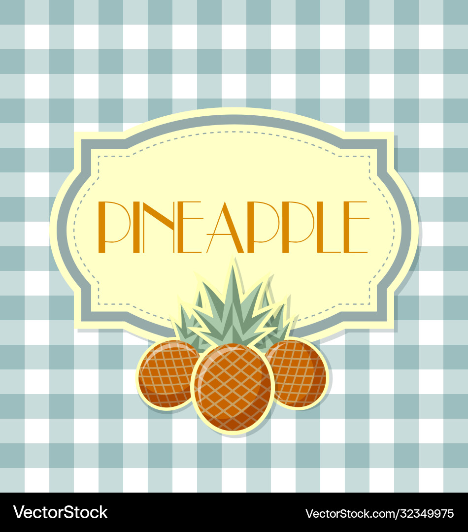 Pineapple label on squared background Royalty Free Vector