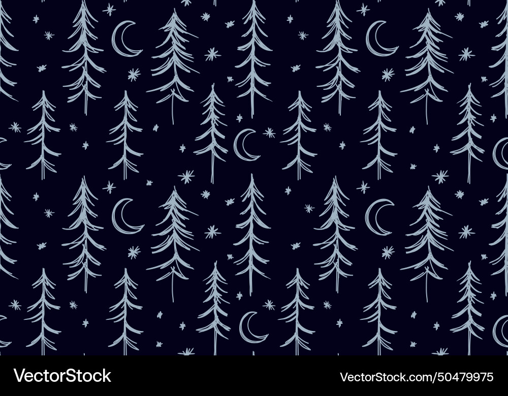 Seamless background with night forest Royalty Free Vector