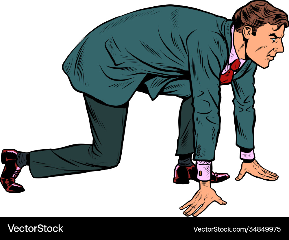 White male businessman at start Royalty Free Vector Image