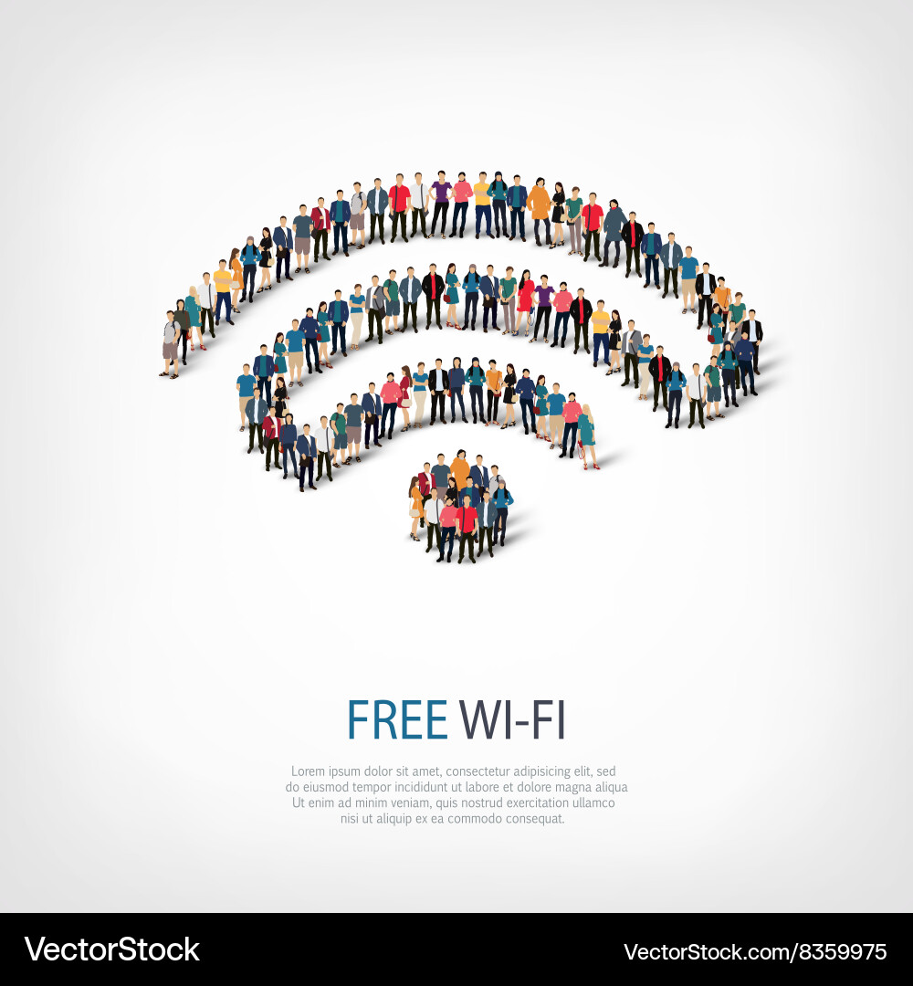 Wi-fi people crowd Royalty Free Vector Image - VectorStock