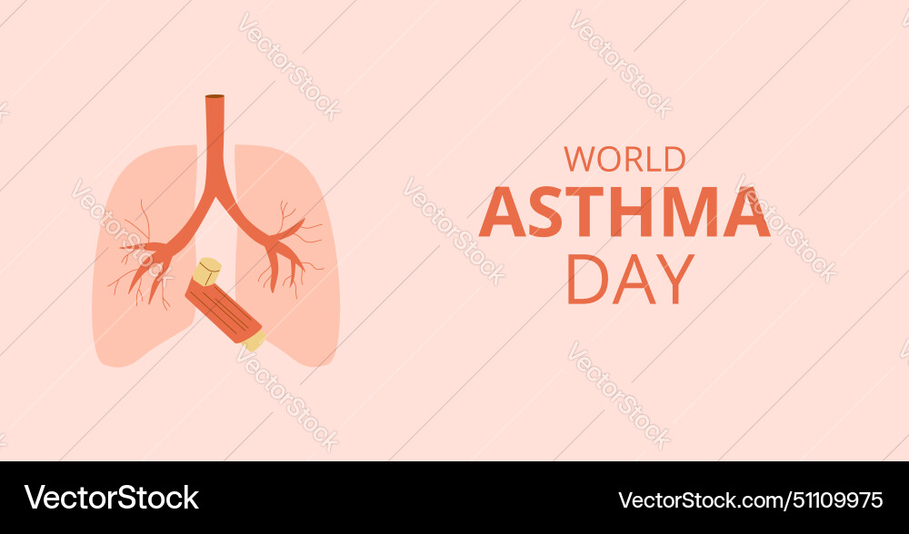 World asthma day template inhaler with lungs Vector Image