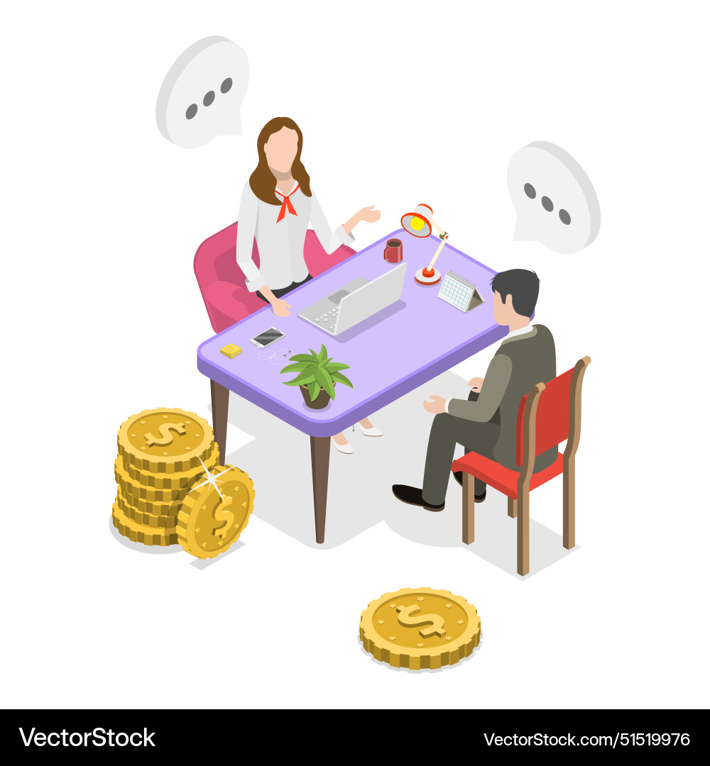 3d isometric flat of accounting Royalty Free Vector Image