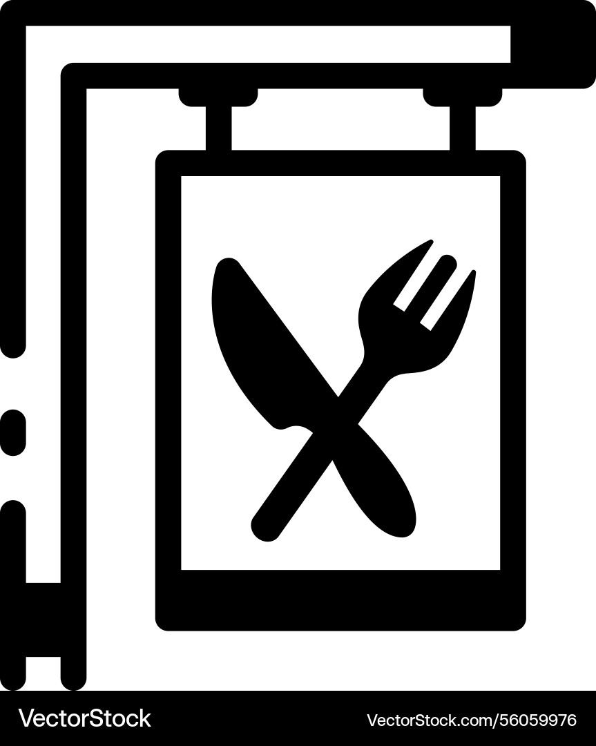 A linear style icon depicting restaurant sign Vector Image