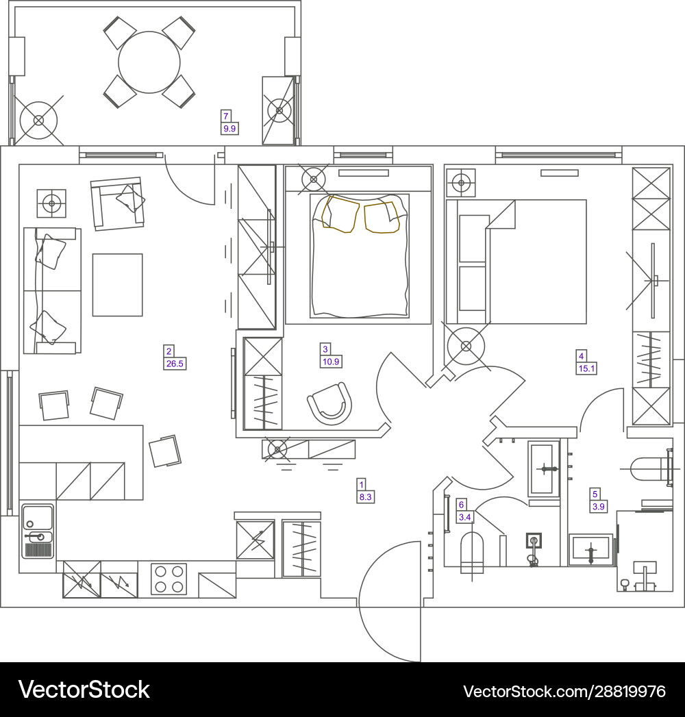 Architectural Plan Elements Royalty Free Vector Image