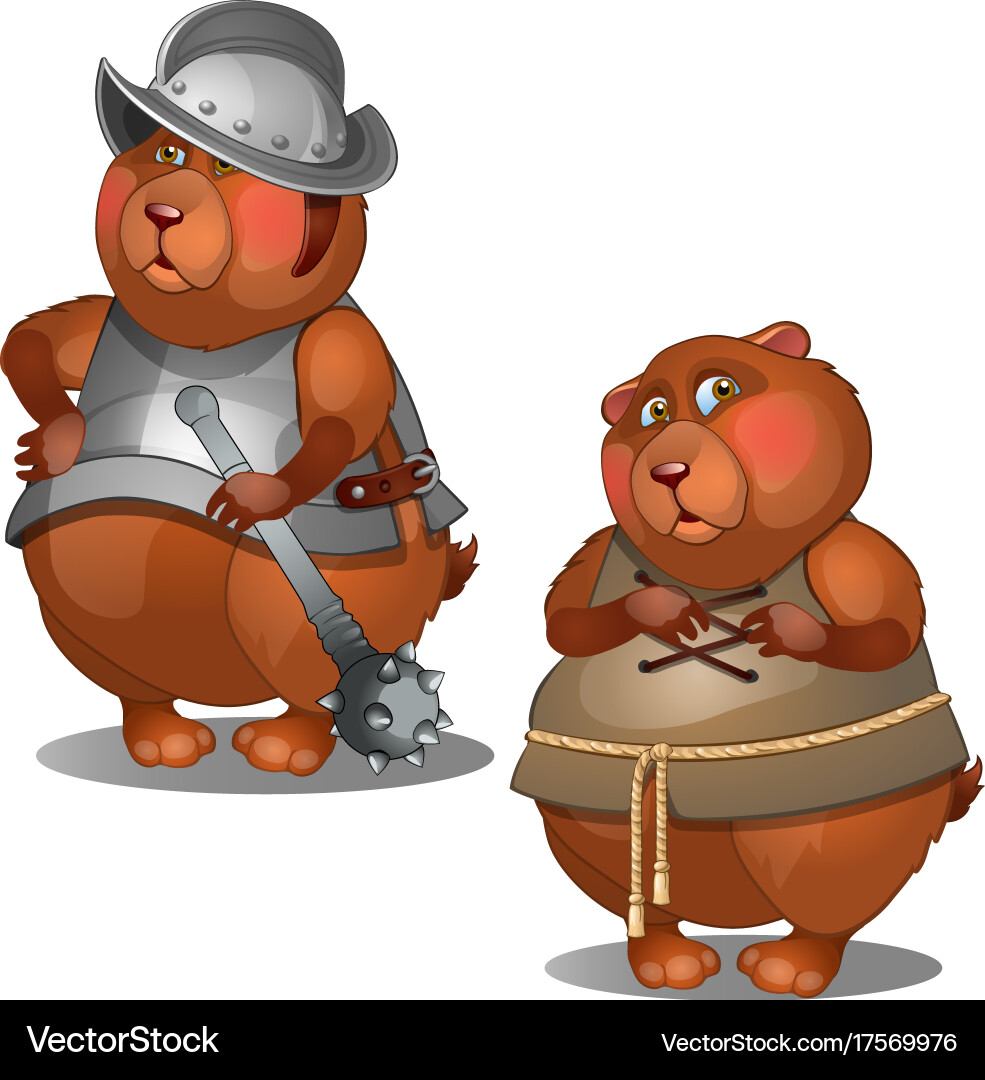 Beaver knight armor with mace Royalty Free Vector Image