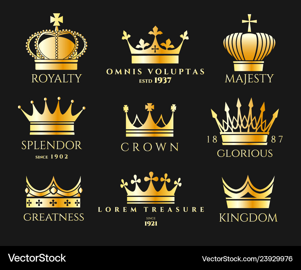 Crown logo set Royalty Free Vector Image - VectorStock