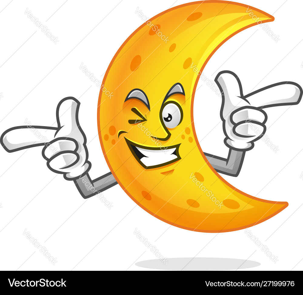 Happy funky moon mascot character Royalty Free Vector Image