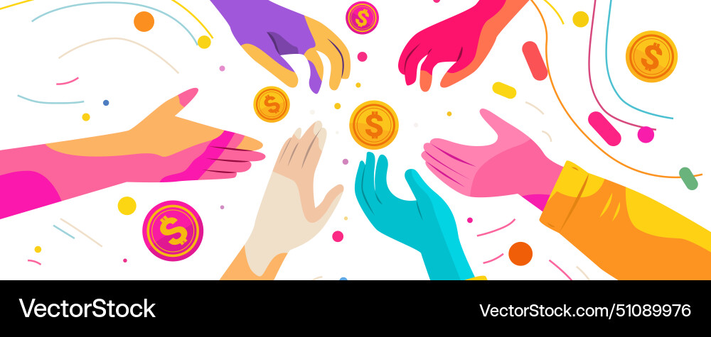 Human hands holding dollar coins financial banking