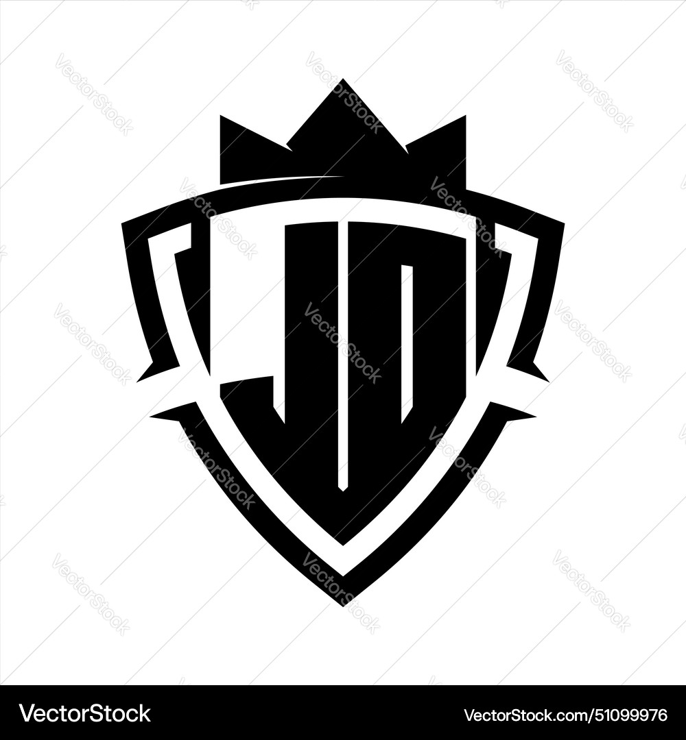 Jd letter bold monogram triangle curve shield Vector Image