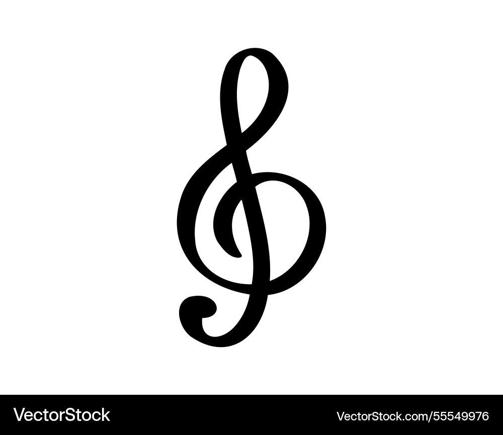 Thick bold outline treble clef music note doodle Vector Image