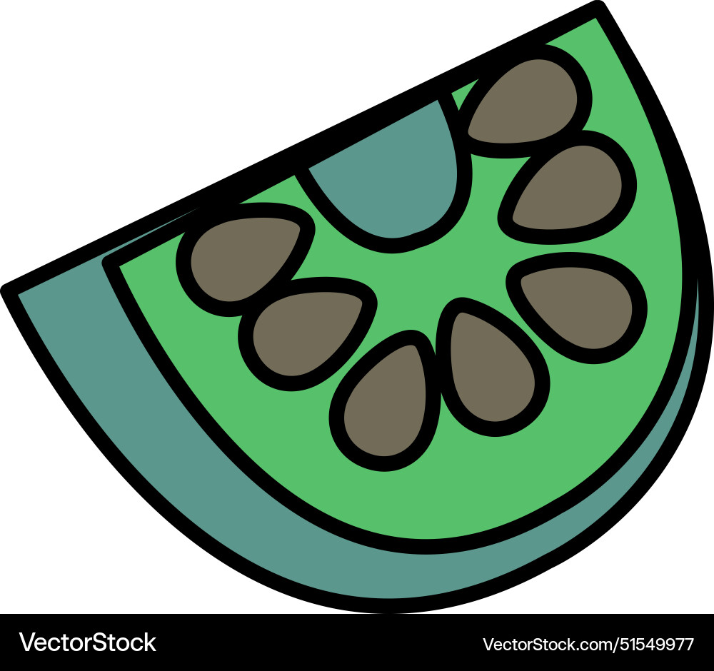 A black and white drawing of slice watermelon Vector Image