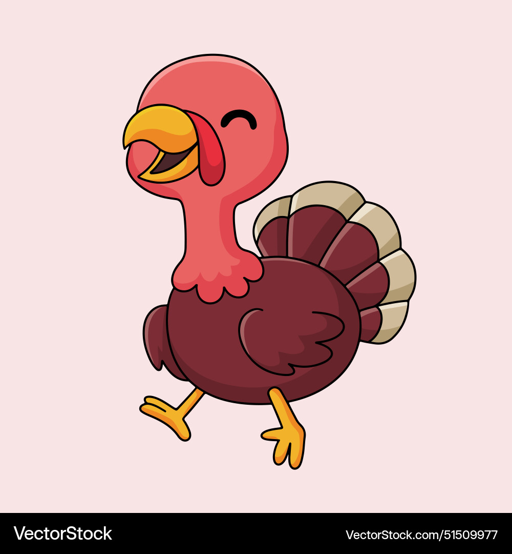 Cartoon cute little turkey Royalty Free Vector Image