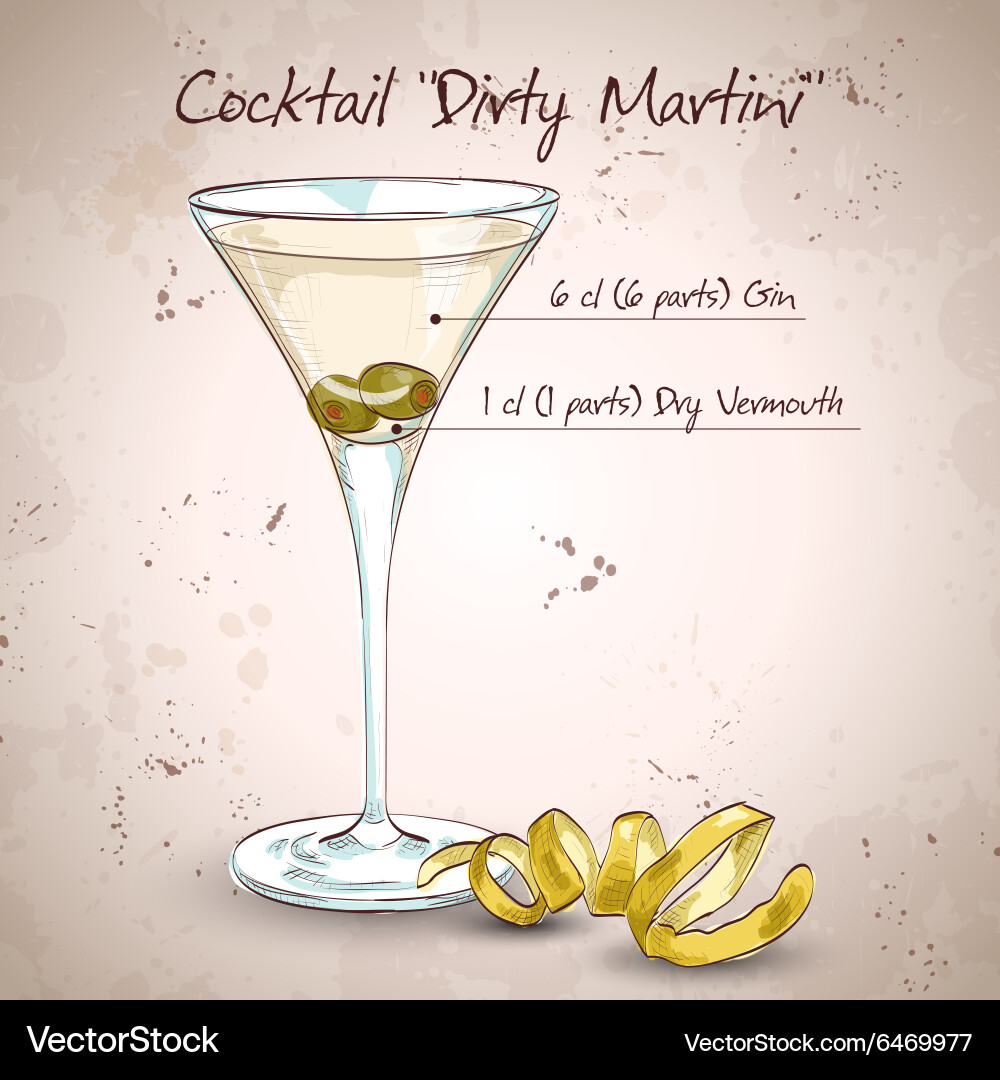 Cocktail dirty martini Royalty Free Vector Image