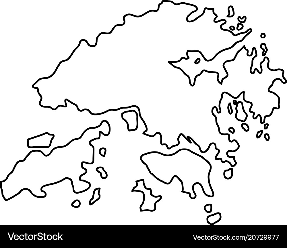 Hong Kong Map - Black Contour Royalty Free Vector Image