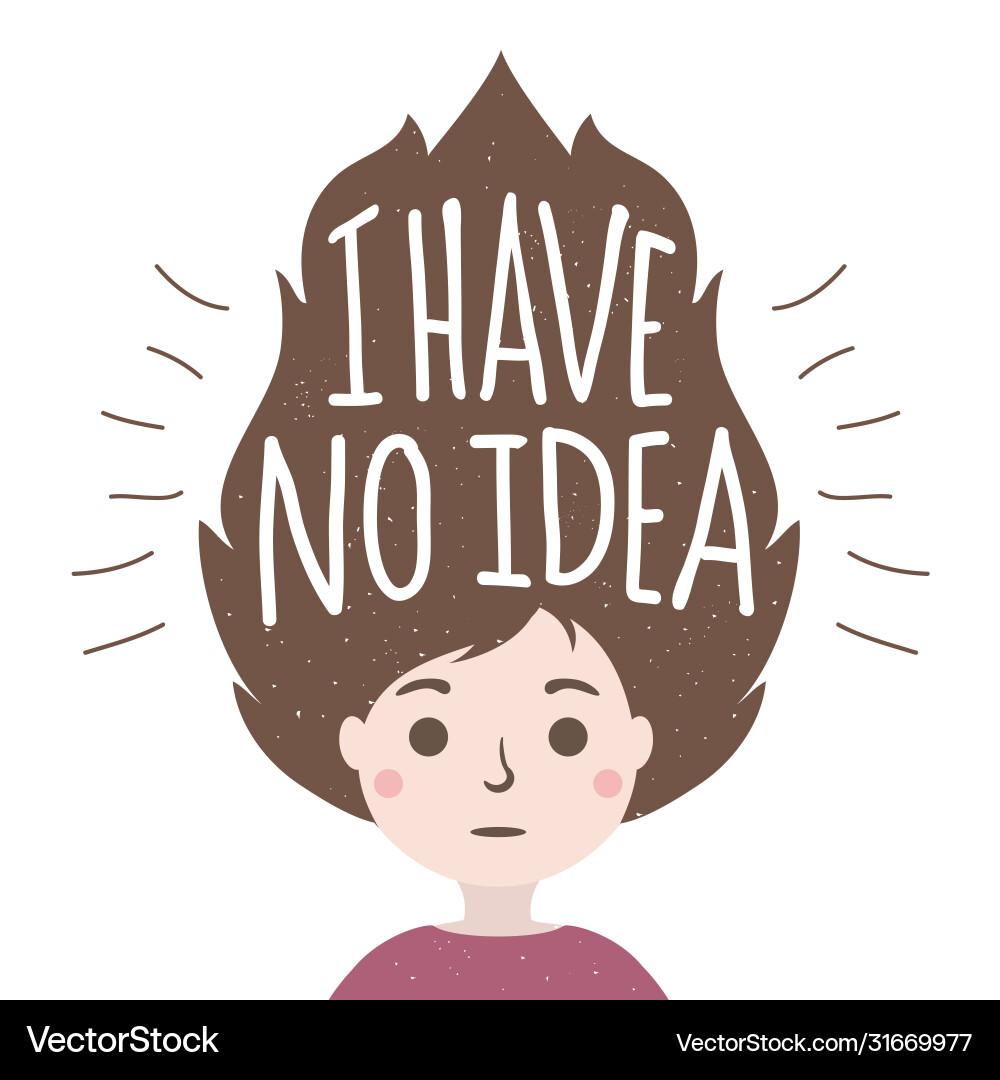 I have no idea colored with a surprised girl Vector Image