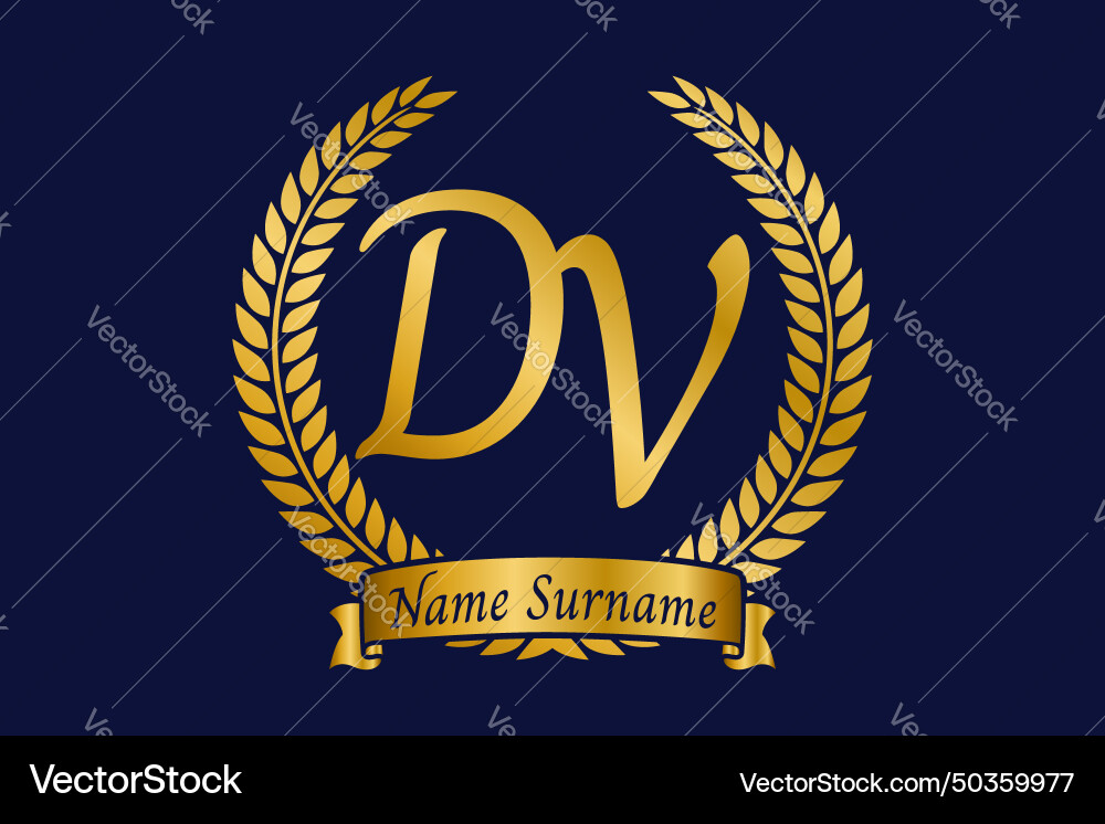Initial letter d and v dv monogram logo design Vector Image