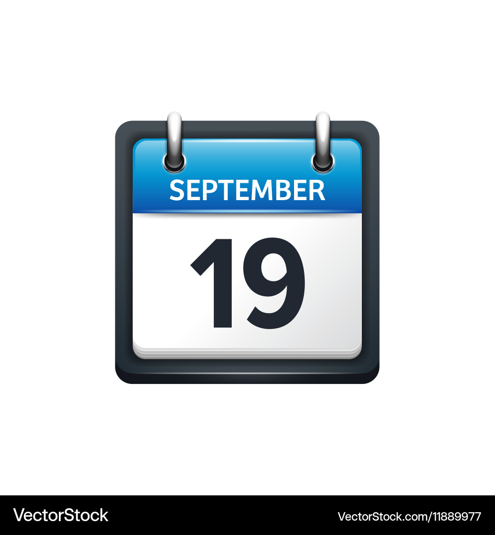 September 19 calendar icon Royalty Free Vector Image