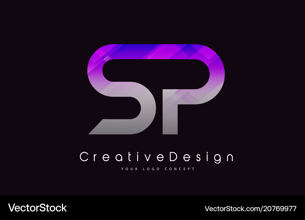 Sp letter logo design purple texture creative Vector Image