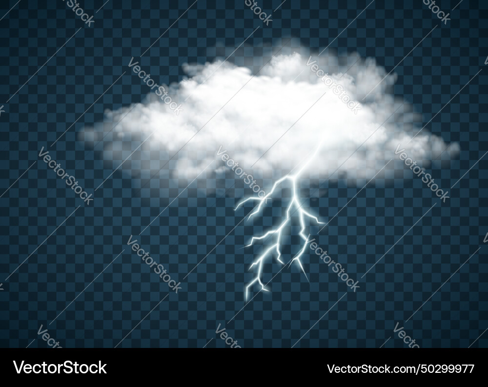 Thundercloud with lightning isolated Royalty Free Vector