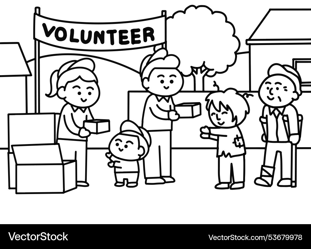 Family volunteer for people coloring pages style Vector Image