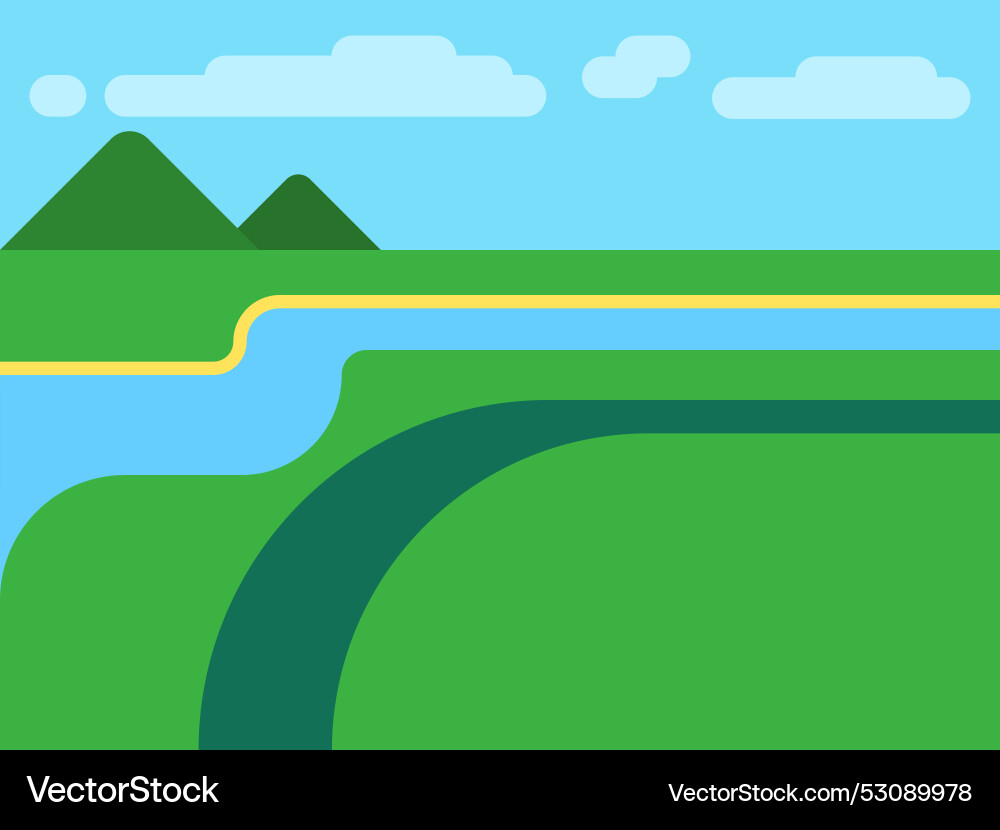 Flat landscape nature icon green summer Royalty Free Vector