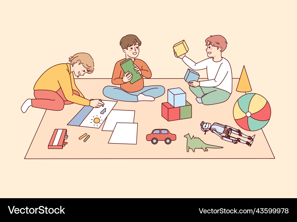 Happy kids playing together Royalty Free Vector Image