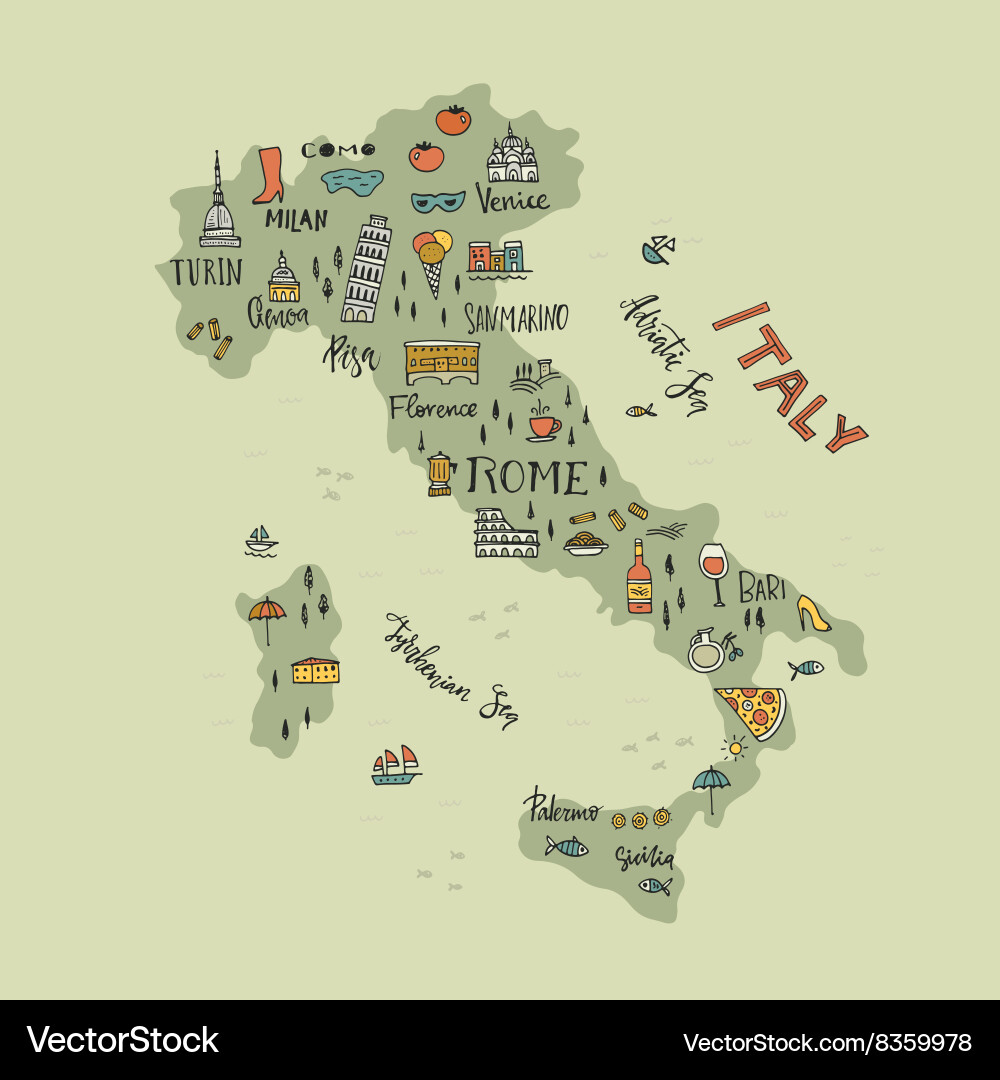 Italian map Royalty Free Vector Image - VectorStock
