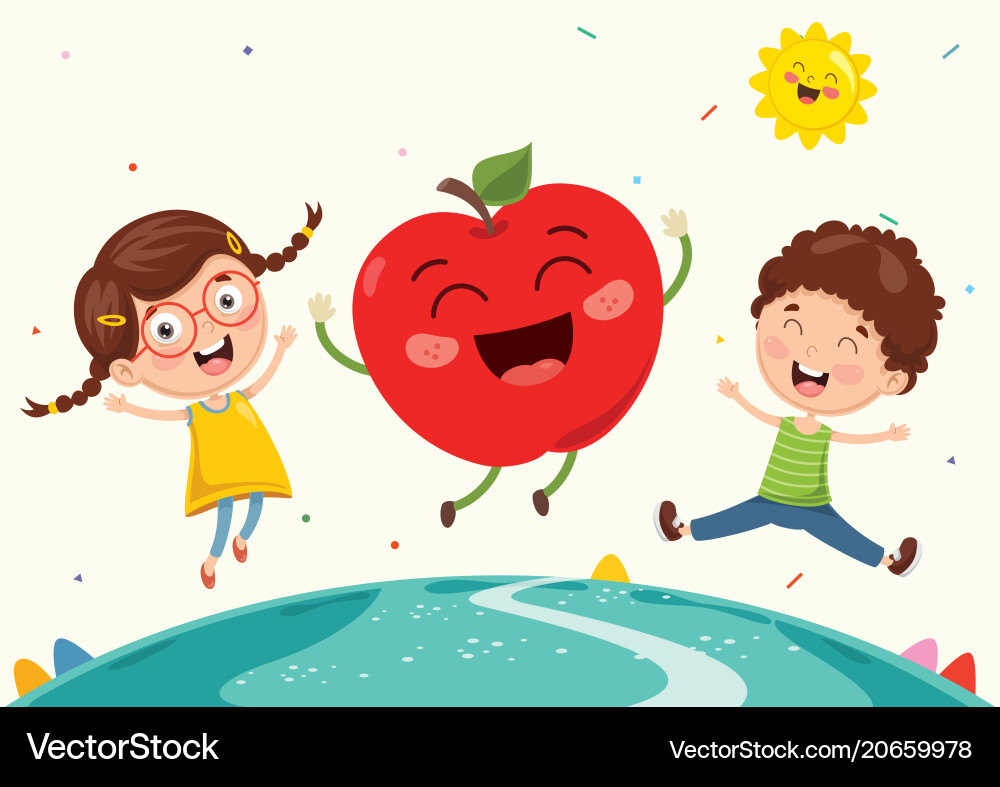 Kids and fruit characters Royalty Free Vector Image