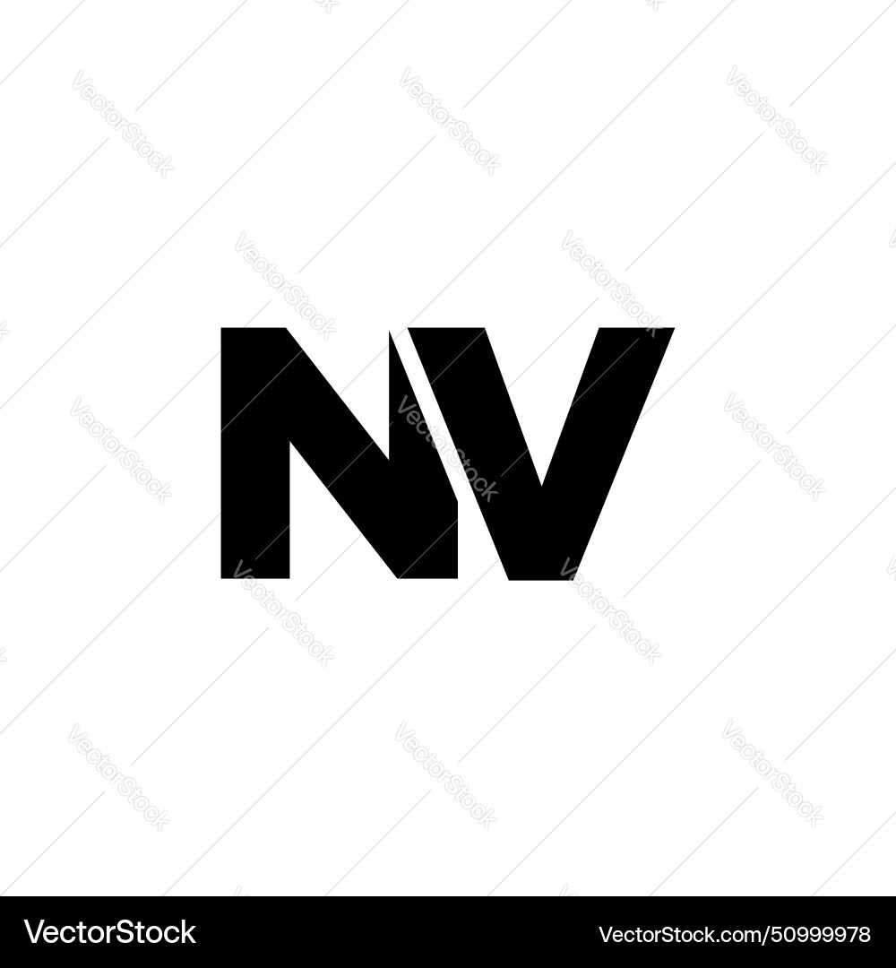 Letter n and v nv logo design template minimal Vector Image