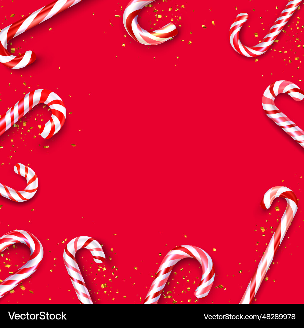 Red and white striped candy cane sticks frame Vector Image