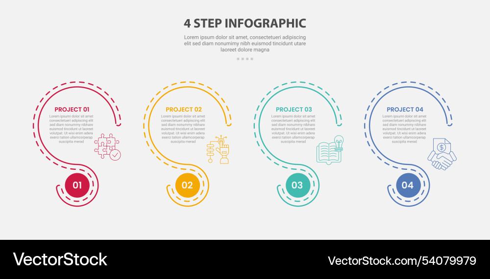 4 Punkte Vorlage infographic Umriss Stil Vektorbild