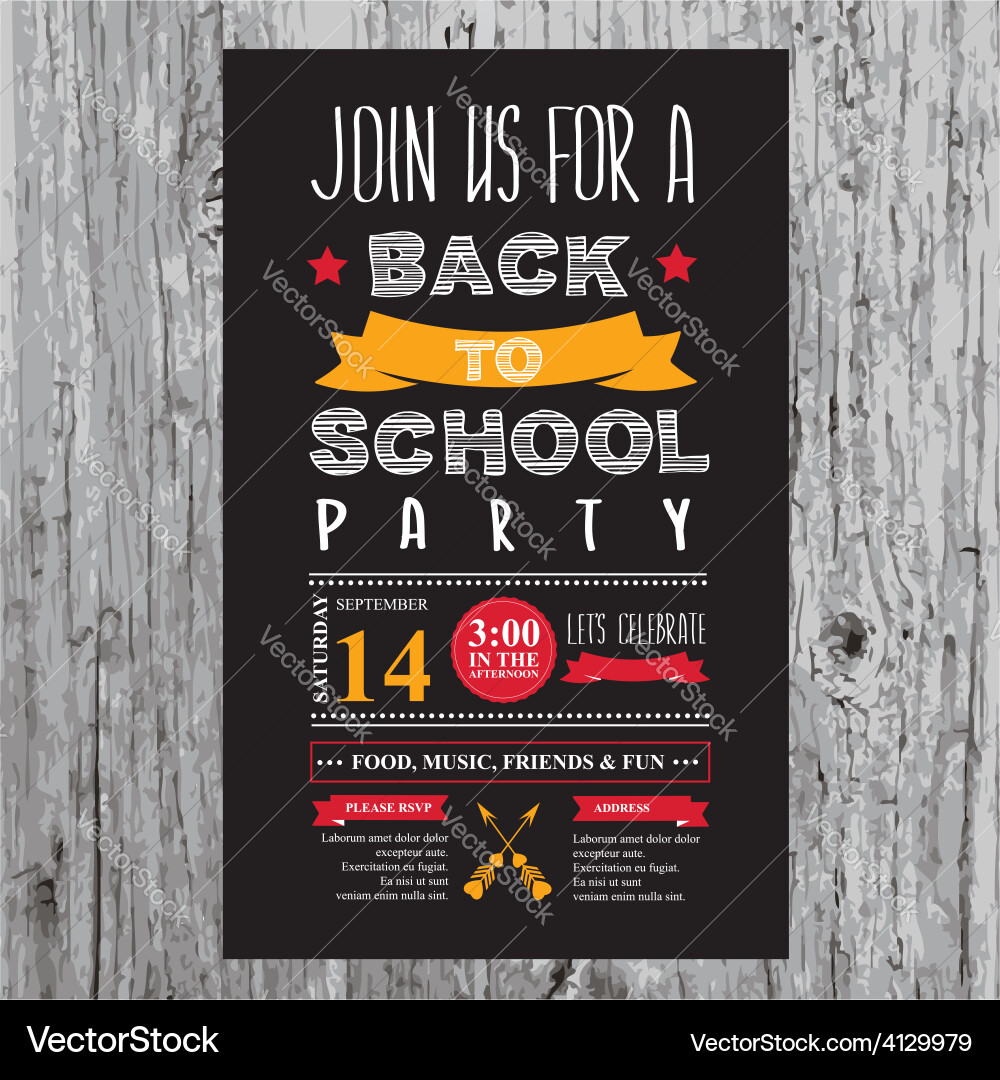 Classroom Party Invitation Sample Free Vector | Hand Drawn Back To
