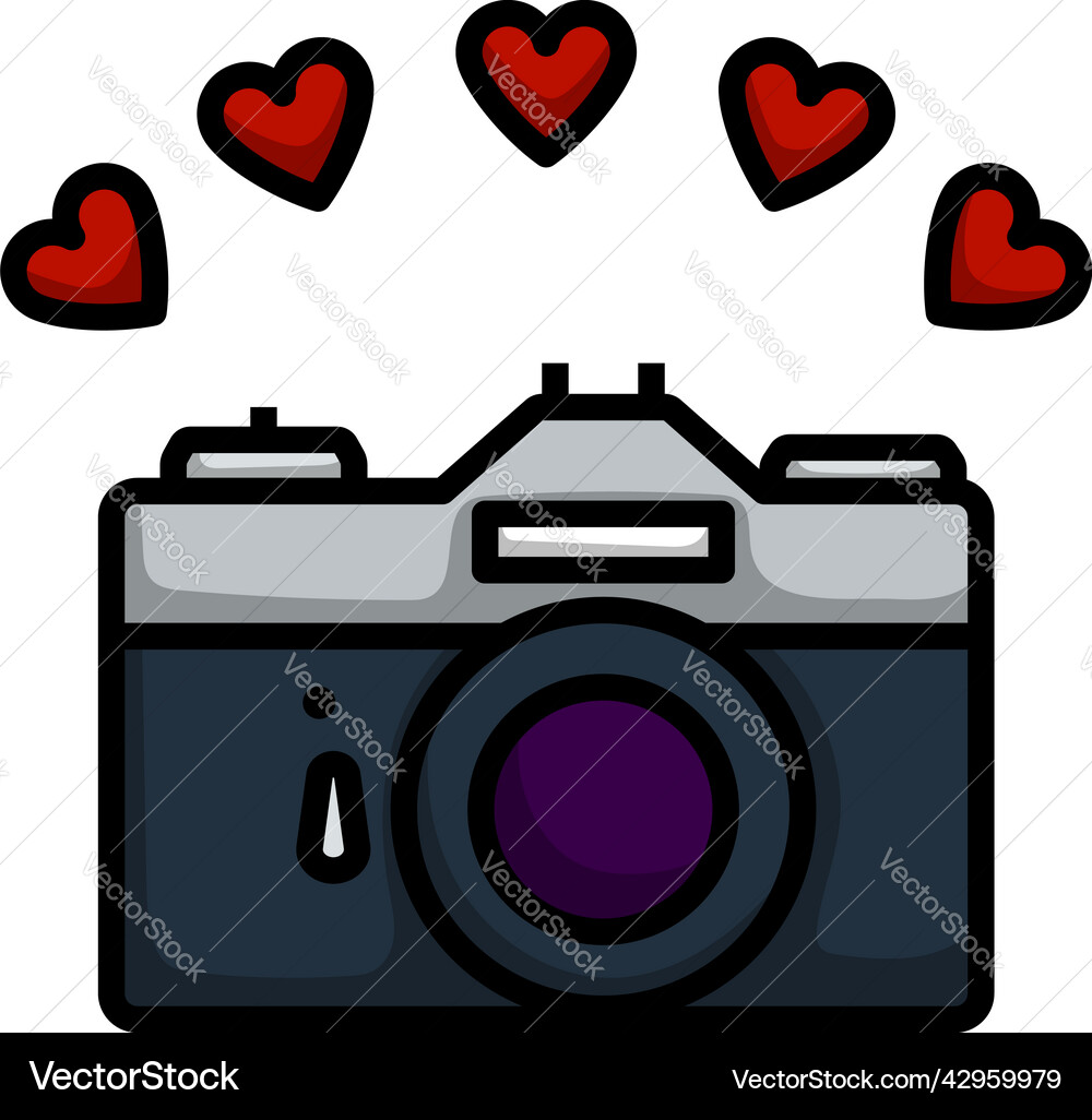 Camera with hearts icon Royalty Free Vector Image