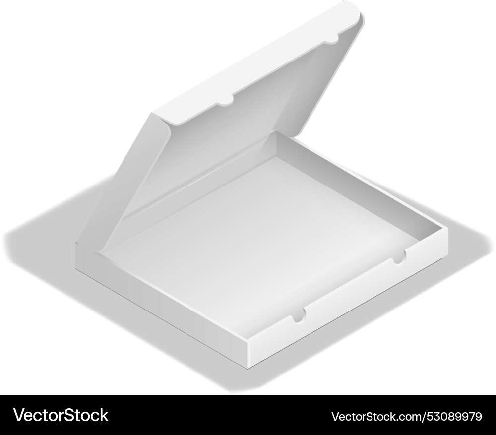Empty pizza box realistic paper white container Vector Image