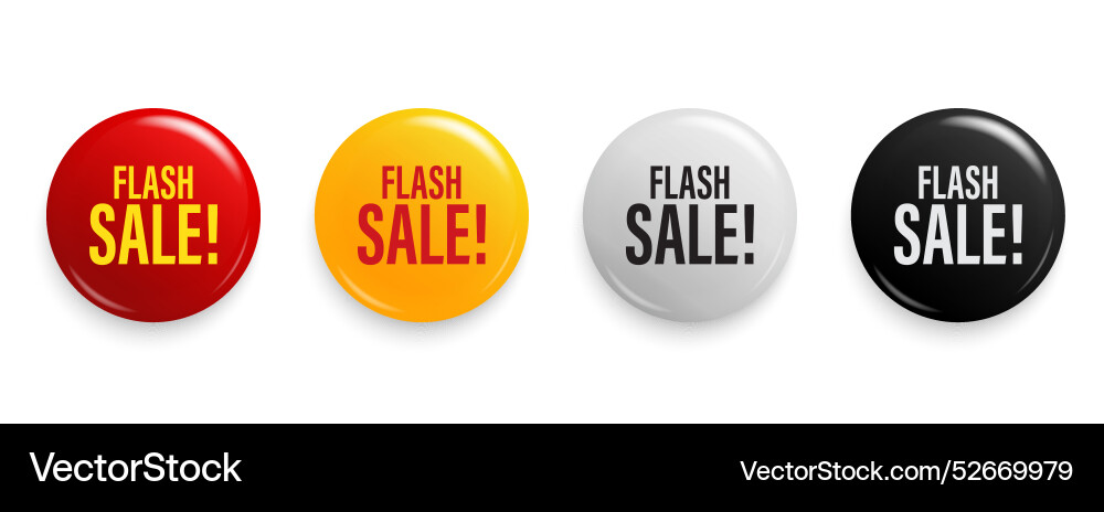 Flash sale symbol 3d round sticker badge Vector Image