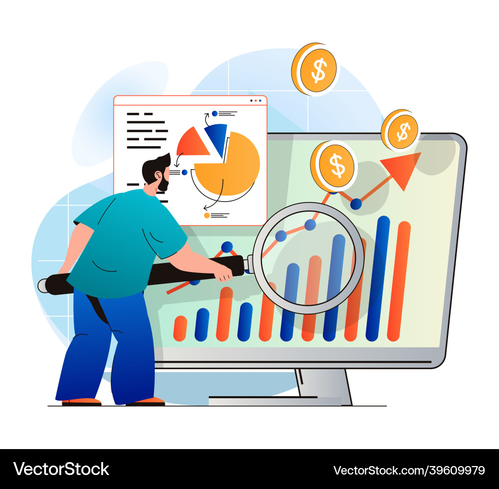 Sales performance concept in modern flat design Vector Image