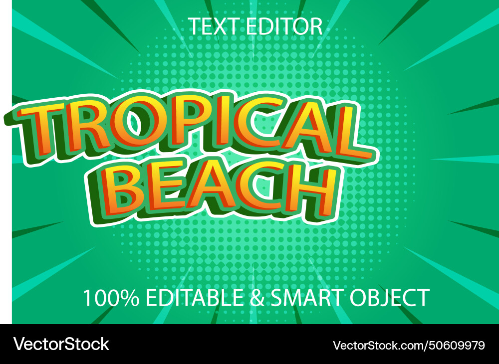 Tropical beach 3 dimension emboss cartoon style Vector Image