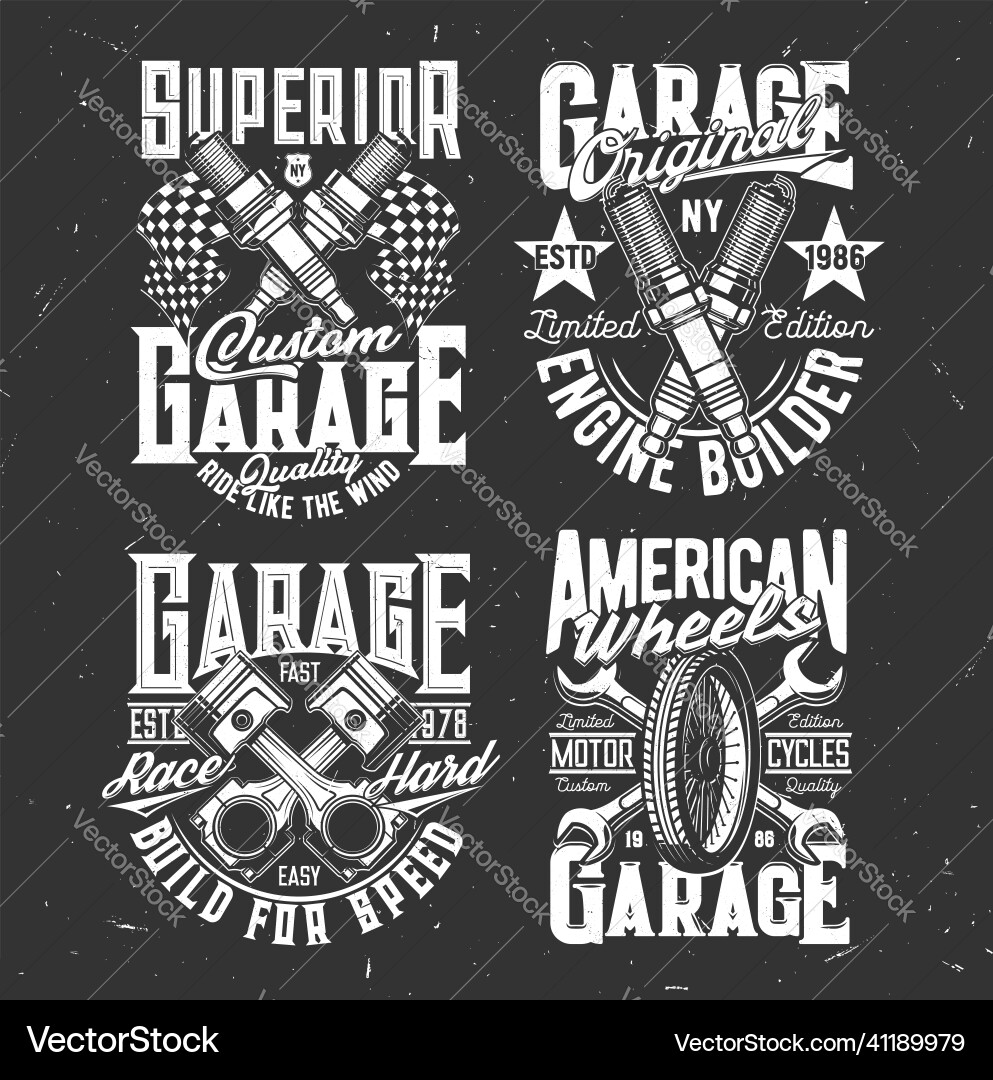 Tshirt prints car or motorcycle part labels Vector Image