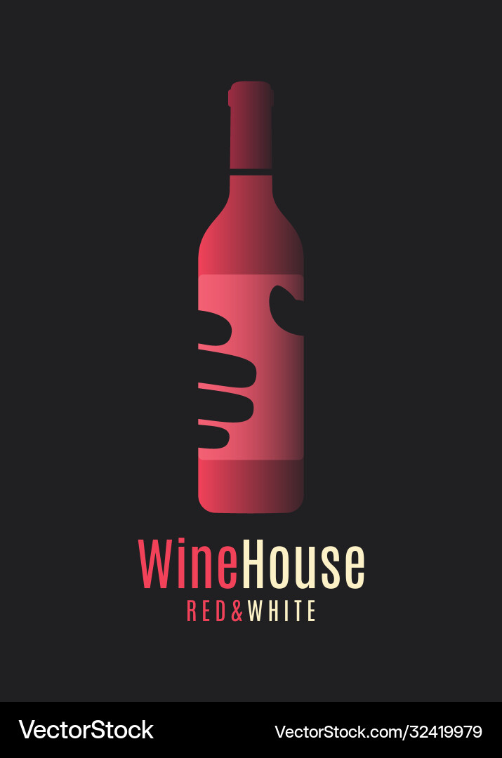 Wine bottle logo hand hold on background Vector Image