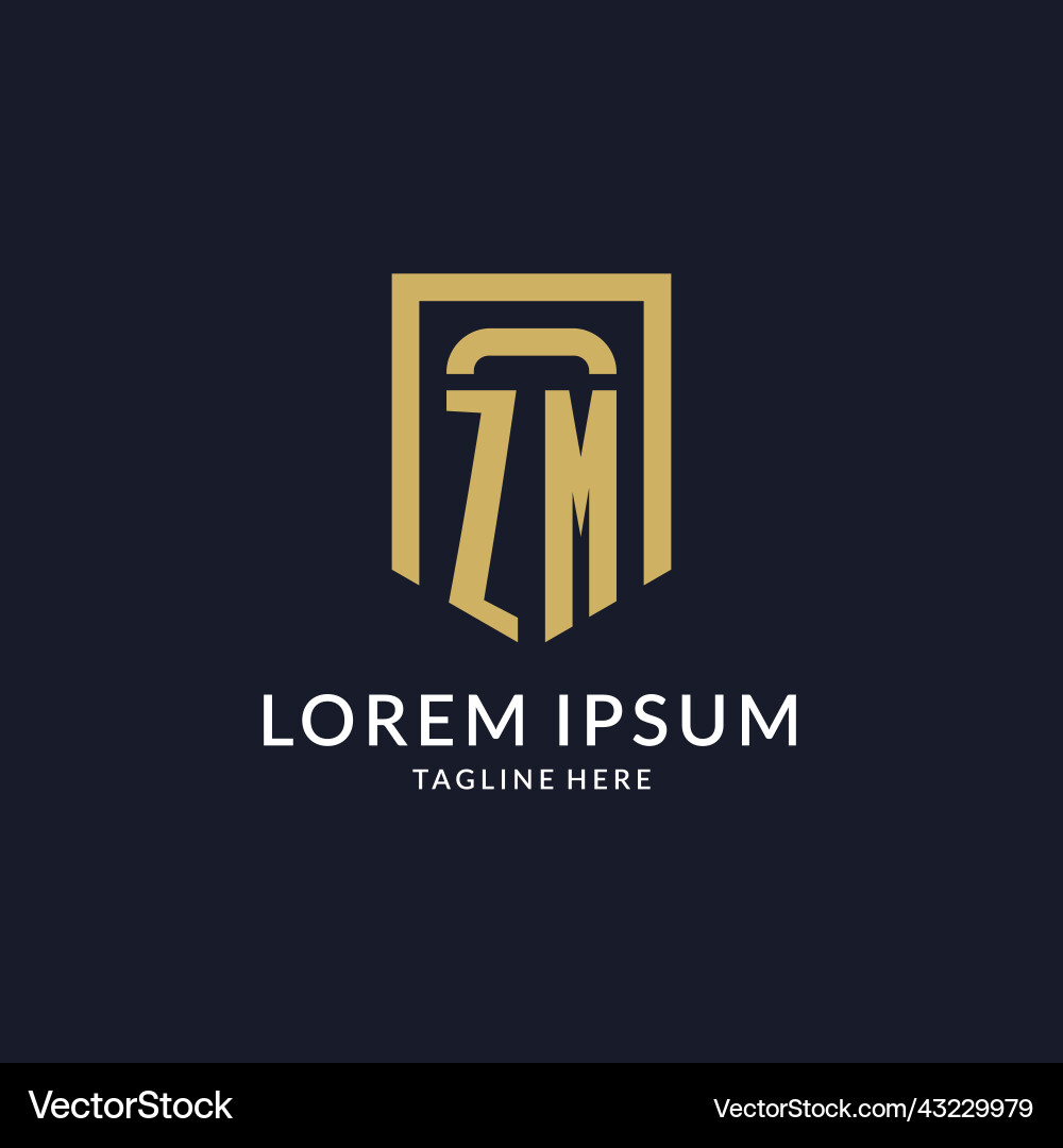 Zm logo initial with geometric shield shape Vector Image