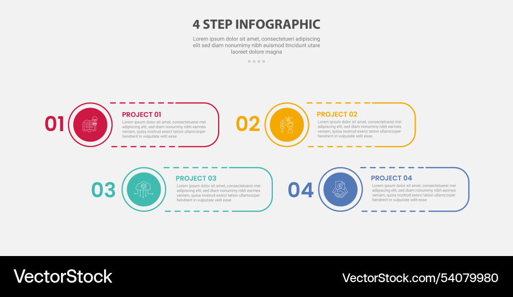 4 points template infographic outline style Vector Image