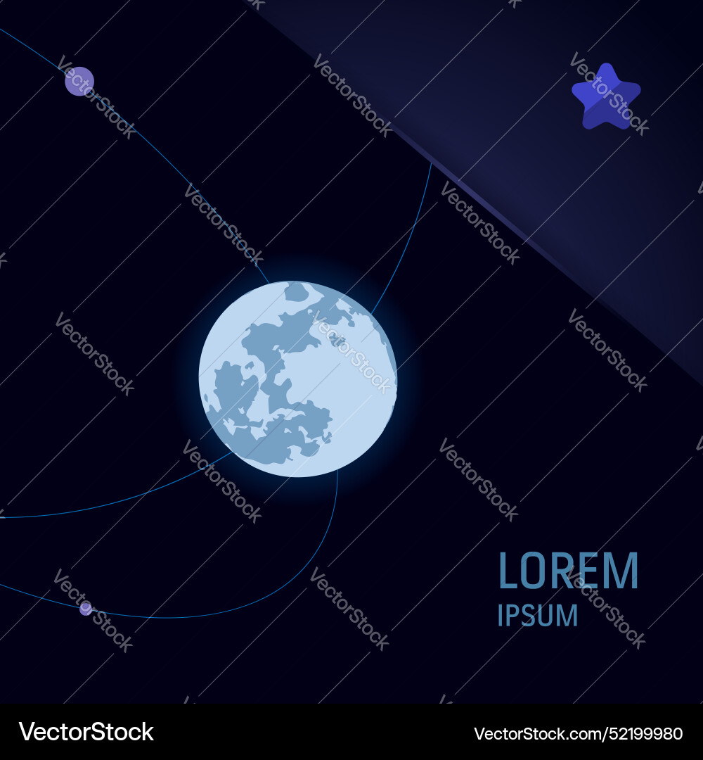 Abstract cover design with flat cartoon moon Vector Image