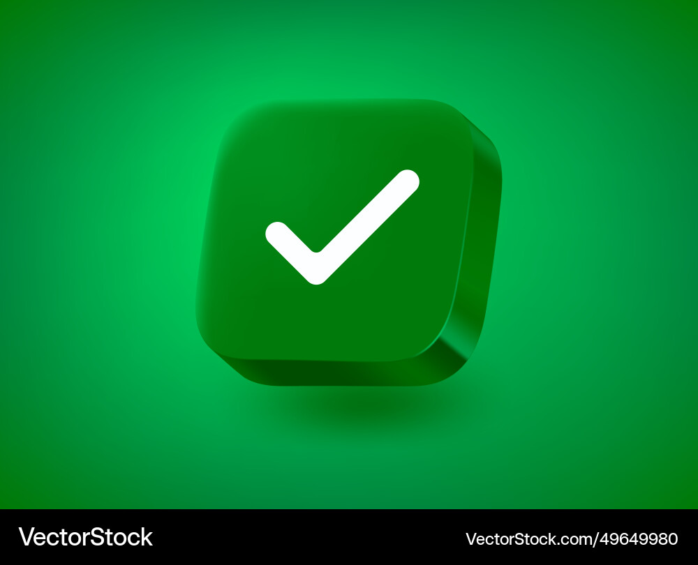 Accept icon 3d of app button Royalty Free Vector Image