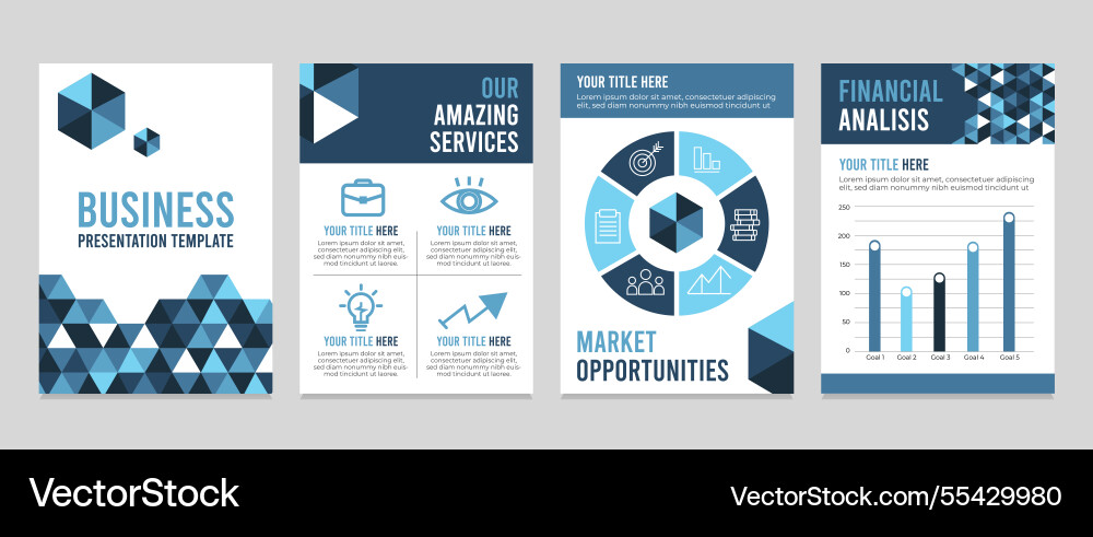 Business presentation card set in flat style Vector Image