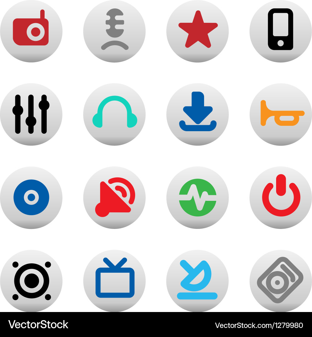 Buttons for music and sound Royalty Free Vector Image