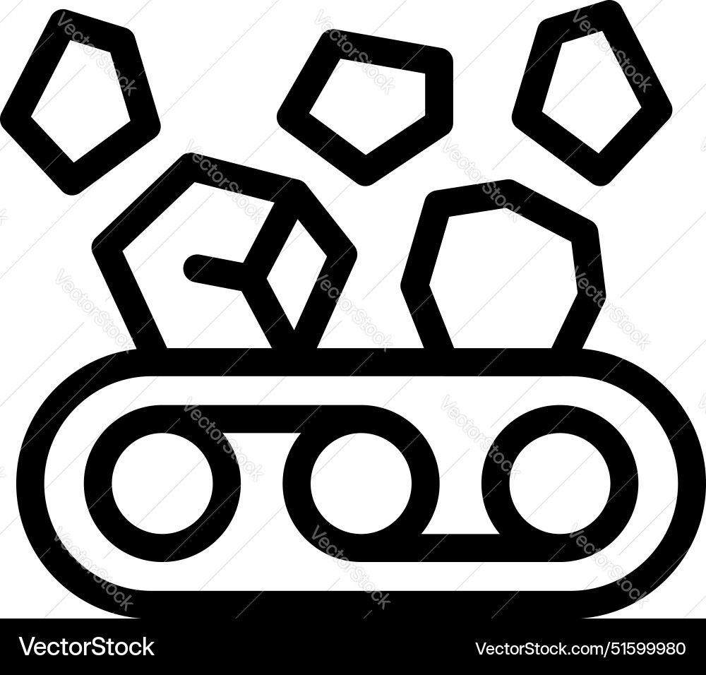 Conveyor belt moving ice cubes for cold storage Vector Image