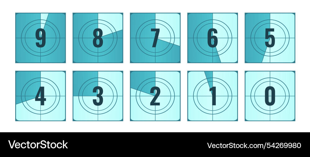 Countdown frames set old movie timer counter Vector Image