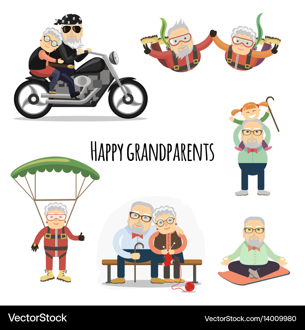 Happy pensioners after retirement Royalty Free Vector Image