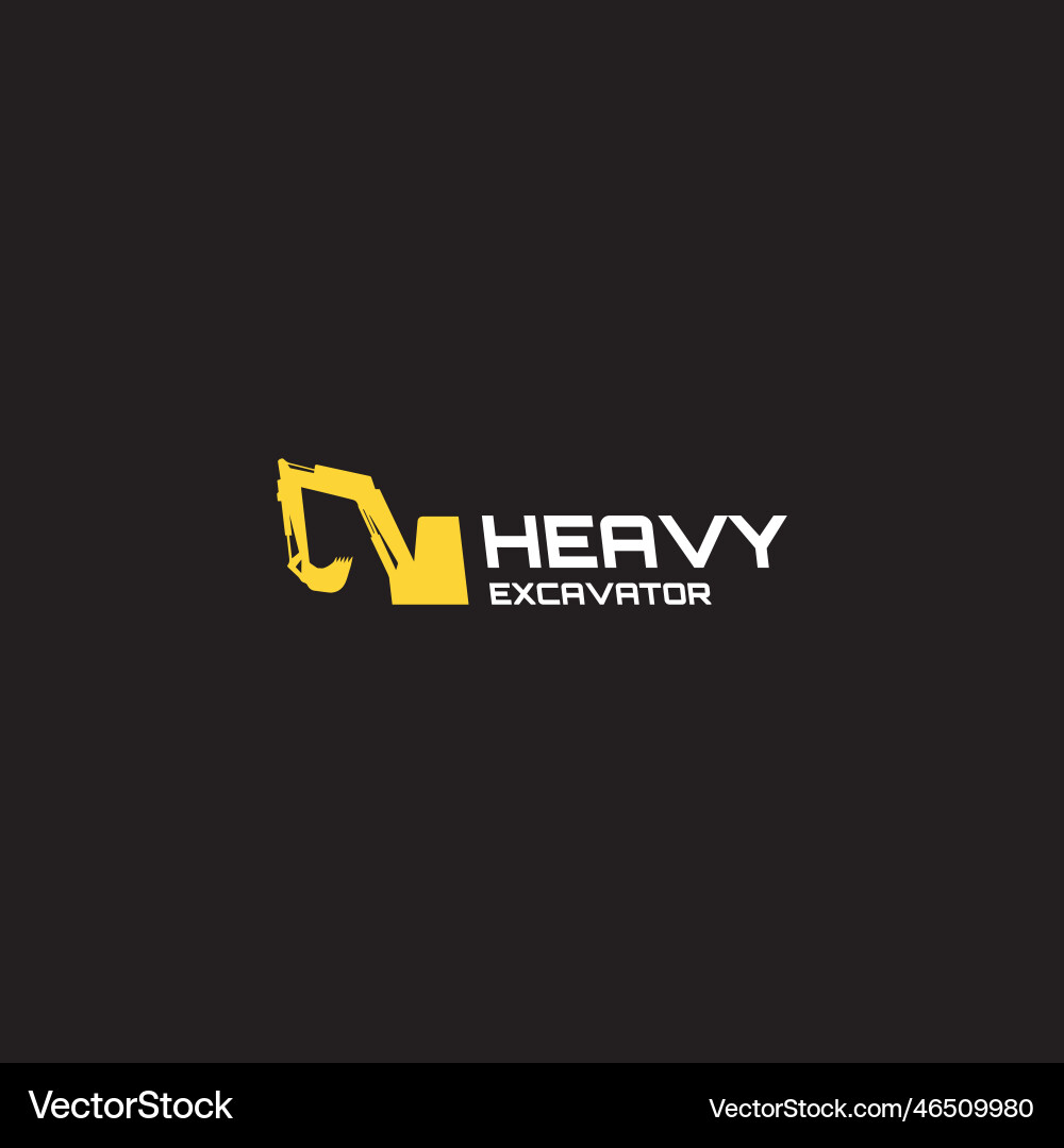 Heavy excavator construction equipment work logo Vector Image